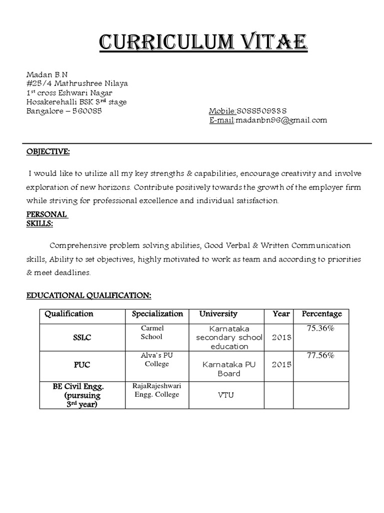Curriculum Vitae: ST RD | PDF | Cognition | Learning