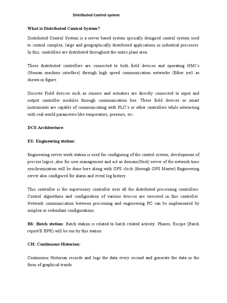 What Is Distributed Control System? | PDF | Transmission Medium ...