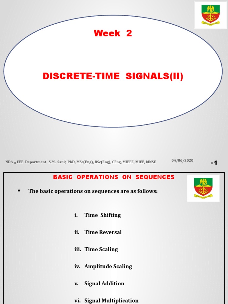 Basic Operations on Discrete-Time Signals | PDF | Discrete Time And ...