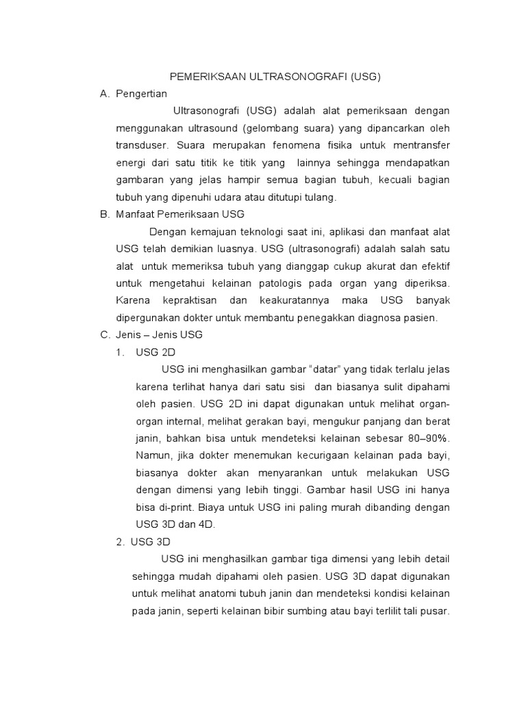 Jenis dan Manfaat Pemeriksaan USG | PDF | Sains & Matematika