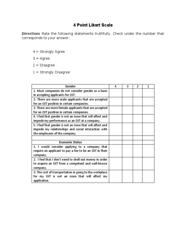 4 Point Likert Scale | PDF