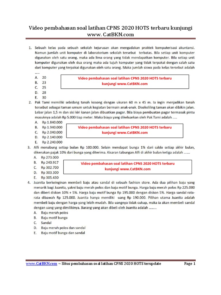 Soal Try Out TIU 2020 | PDF