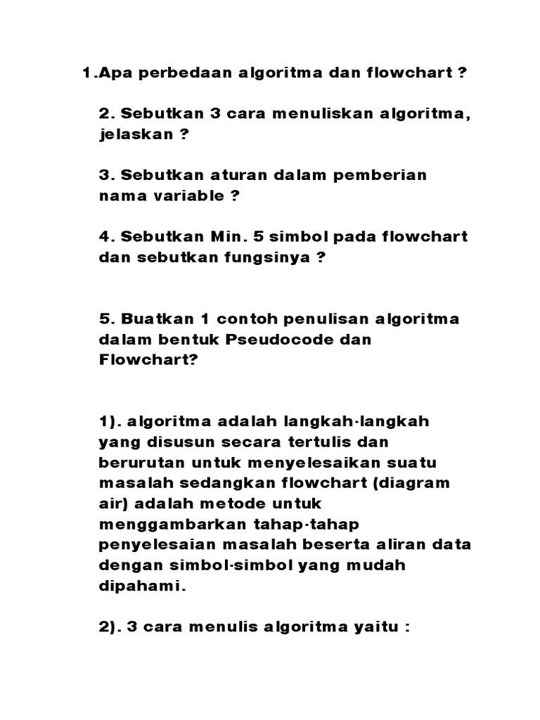 Perbedaan Algoritma dan Flowchart | PDF | Seni | Komputer