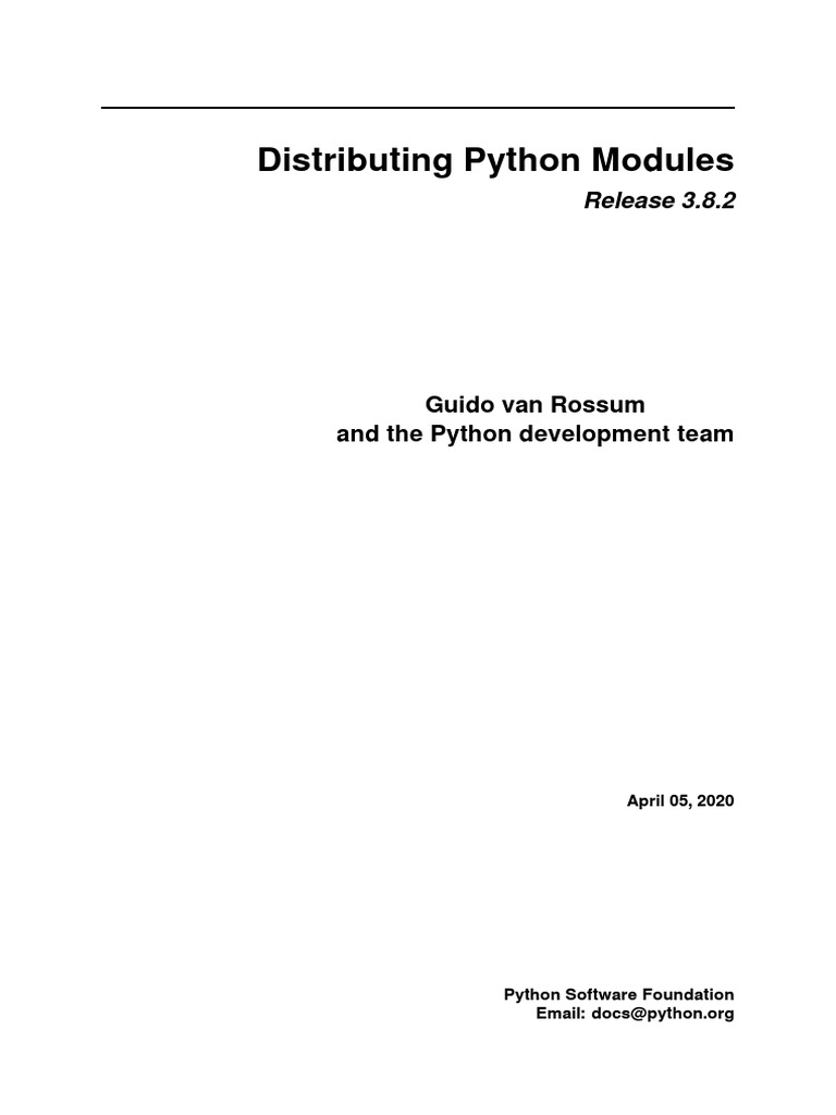 Distributing Python Modules Guido Van Rossum And The Python Development Team Pdf Parameter
