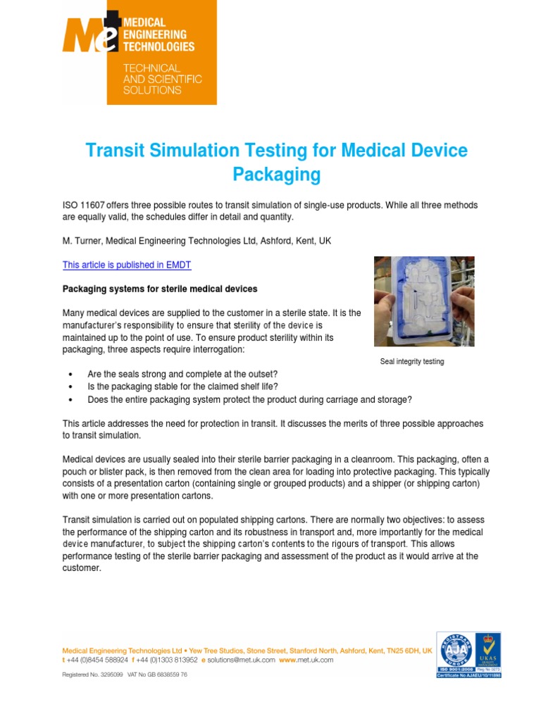 Medical Device Transit Testing Standards | PDF | Packaging And Labeling ...