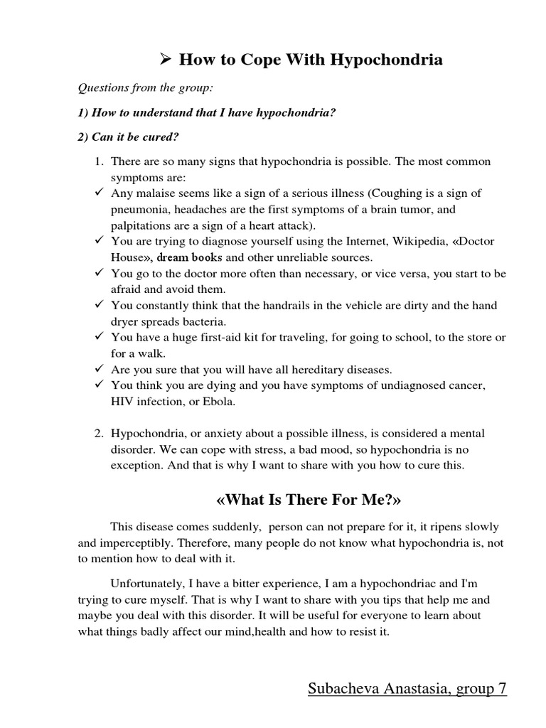 How To Cope With Hypochondria | PDF