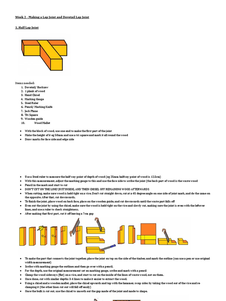 Week 2 - Making A Lap Joint and Dovetail Lap Joint | PDF | Crafts ...