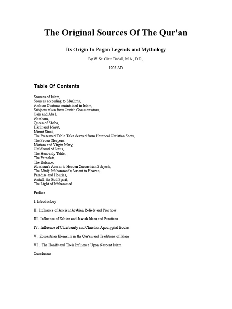 The Original Sources of the Quran