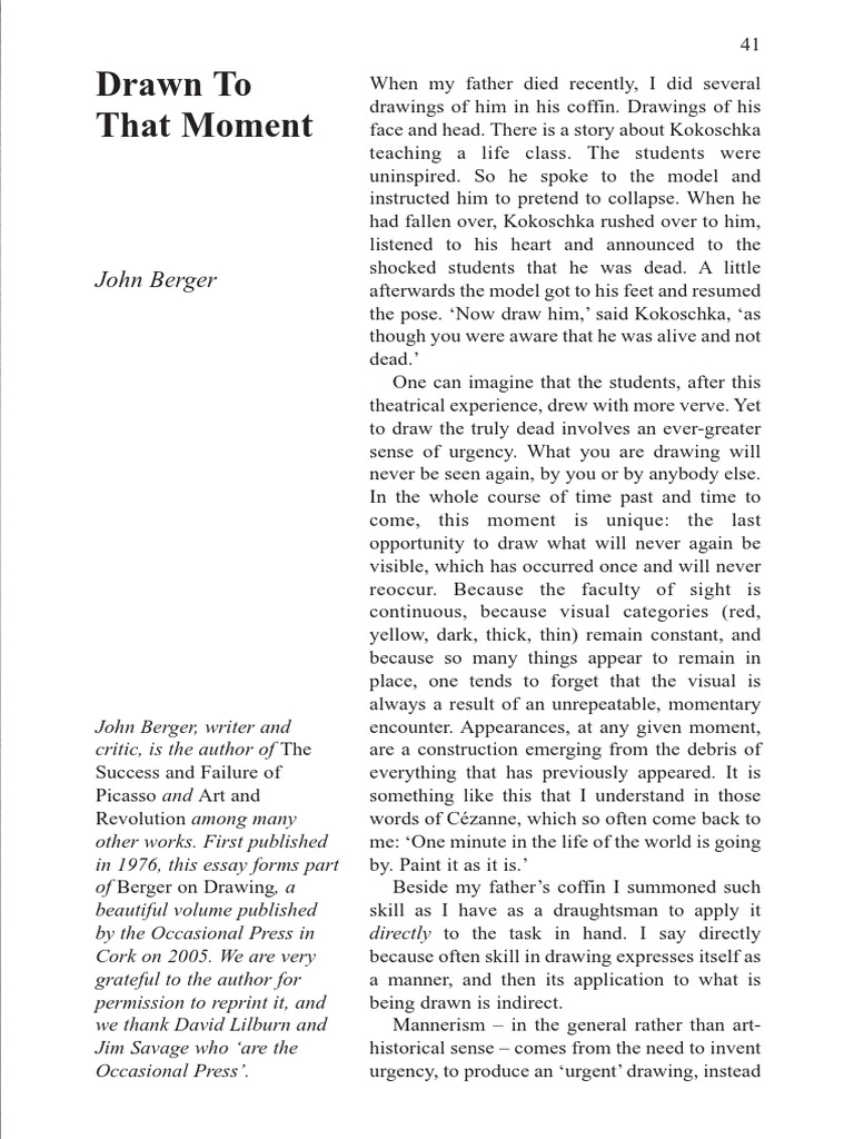 Drawn To That Moment: John Berger | PDF | Drawing | Idea