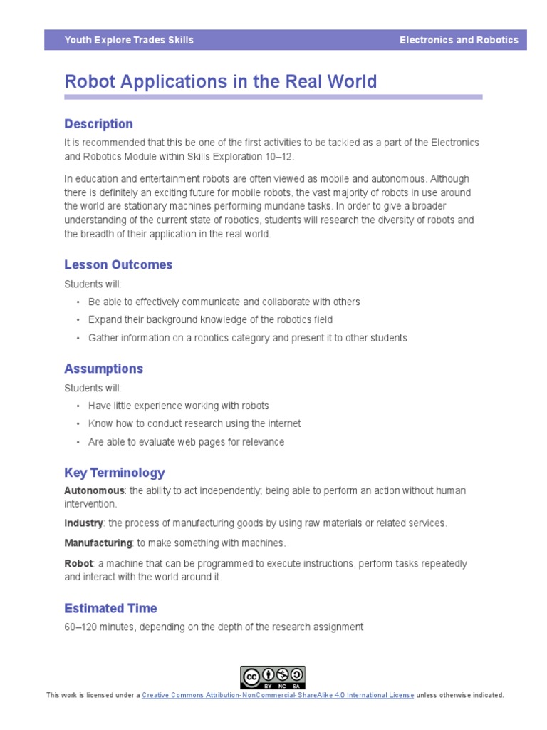 Robot Applications in The Real World: Description | PDF | Robot | Robotics