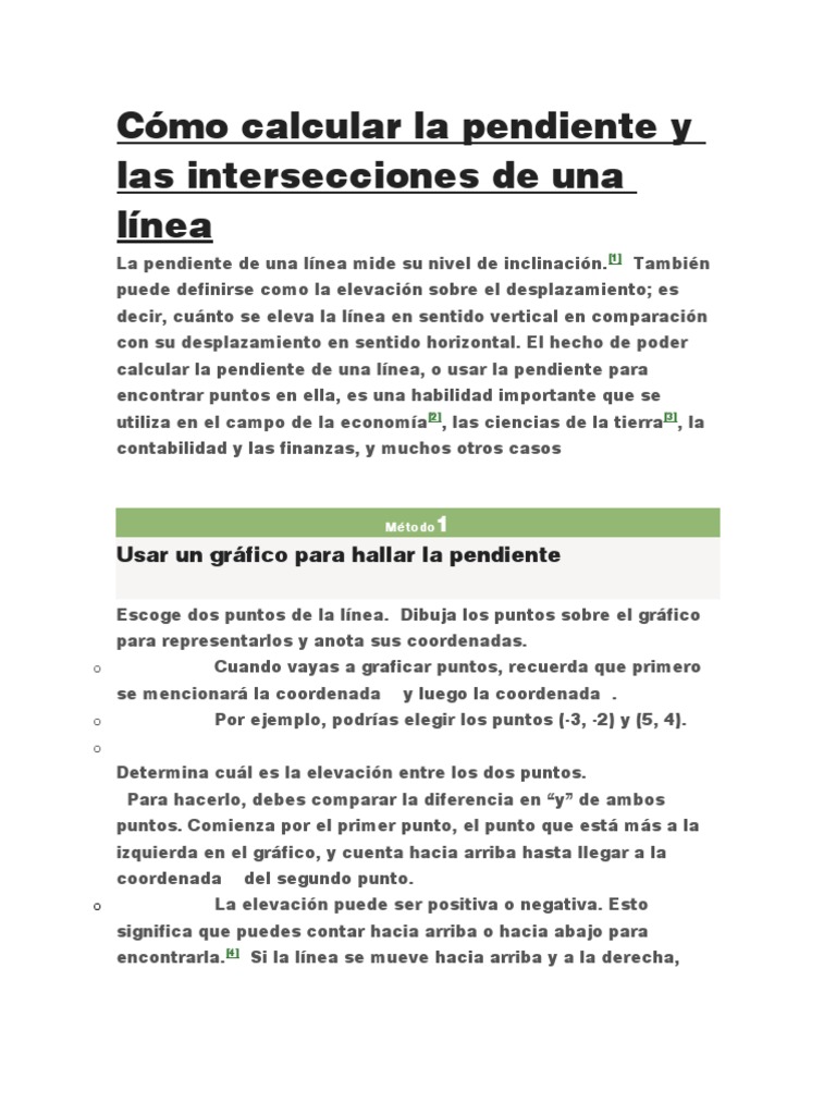 Cómo Calcular La Pendiente y Las Intersecciones de Una Línea | PDF ...