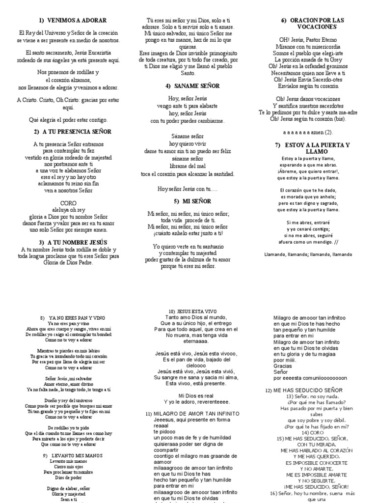 Cantos para Hora Santa | PDF | eucaristía | Cristo (título)