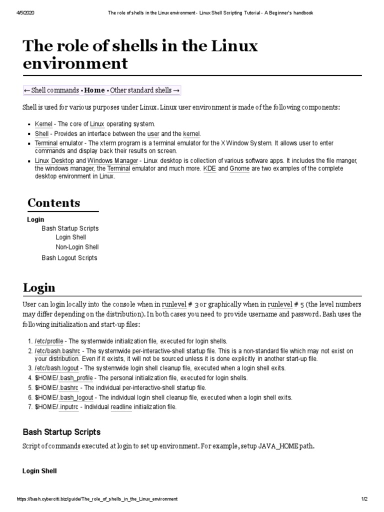 The Role of Shells in The Linux Environment - Linux Shell Scripting Tutorial - A Beginner's ...