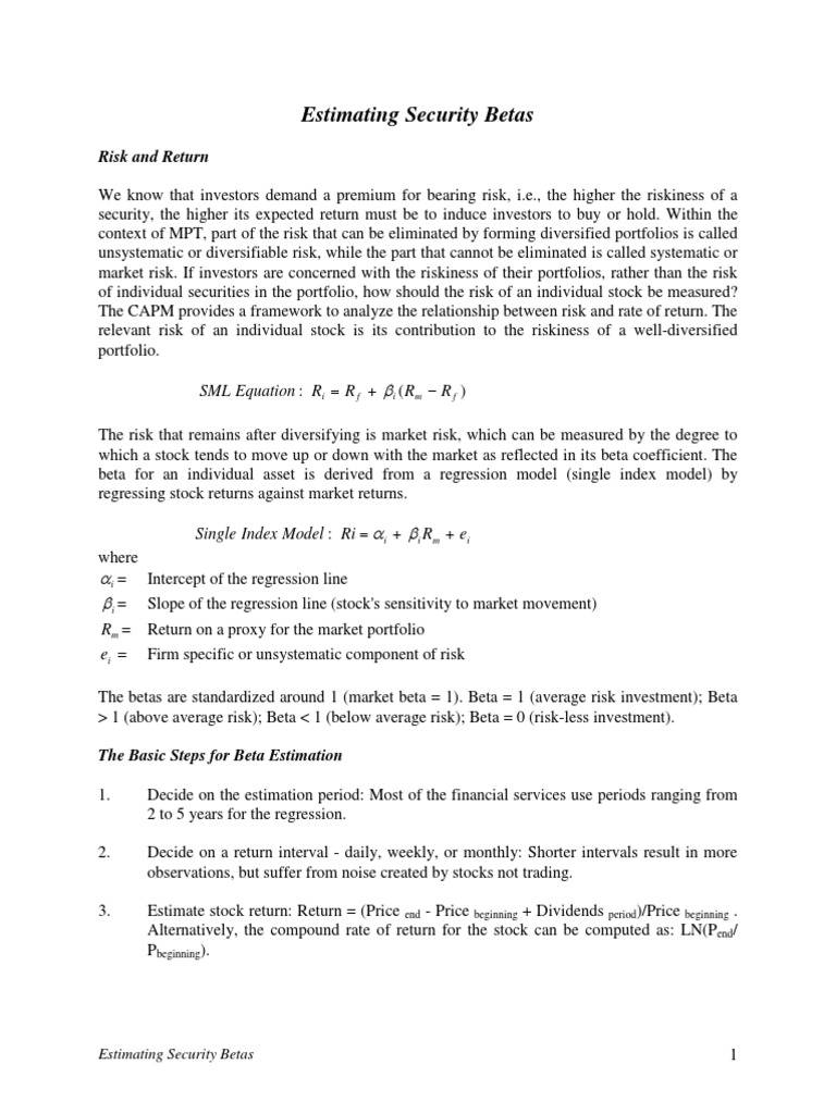Estimating Security Betas Guide | PDF | Beta (Finance) | Statistical Analysis