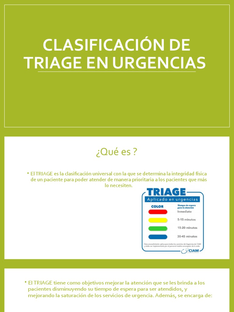 Clasificación de Triage en Urgencias | PDF | Medicina CLINICA ...