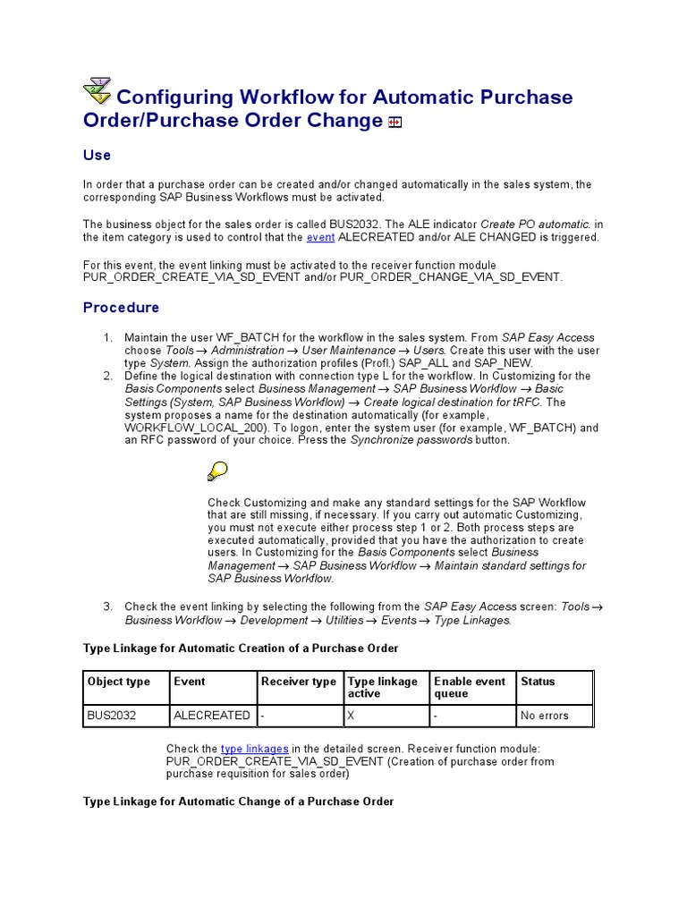 Configuring Workflow For Automatic Purchase Order | PDF