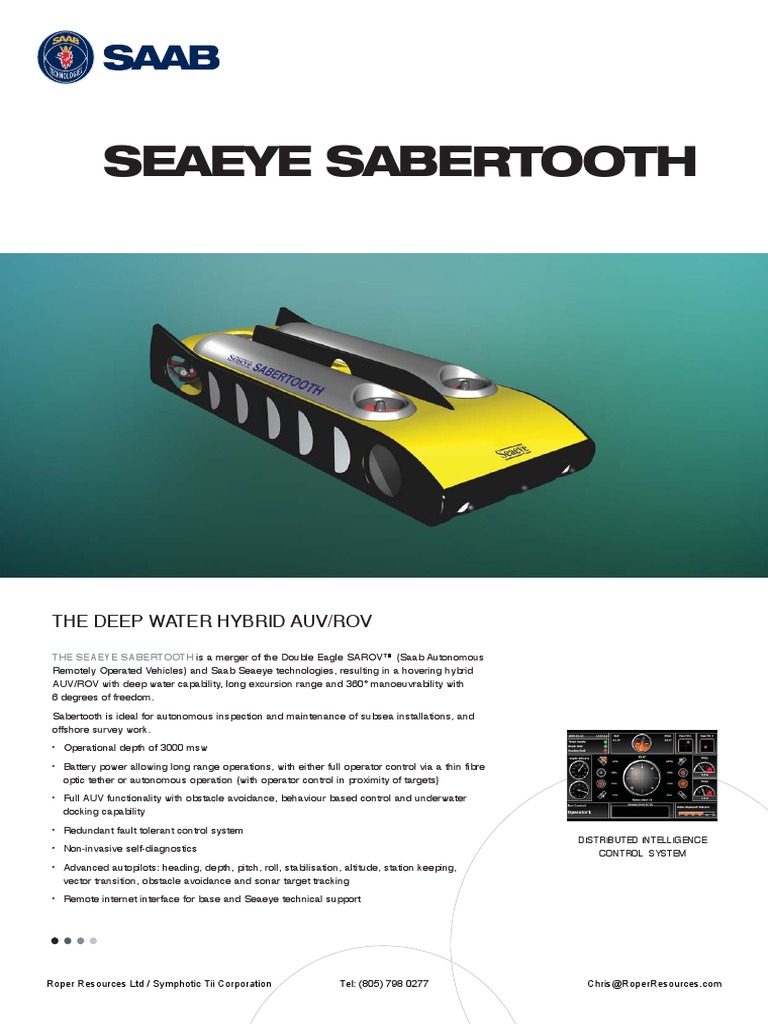 Seaeye Sabertooth: The Deep Water Hybrid Auv/Rov | PDF | Subsea ...