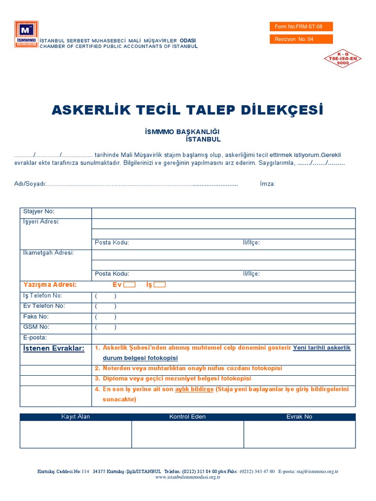 Askerlik Tecil Talep Formu | PDF