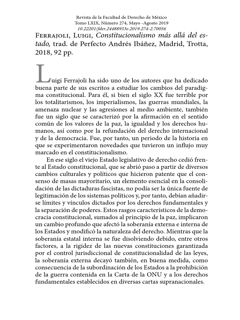 Ferrajoli Luigi Constitucionalismo Mas Alla Del Es | PDF | Constitución ...