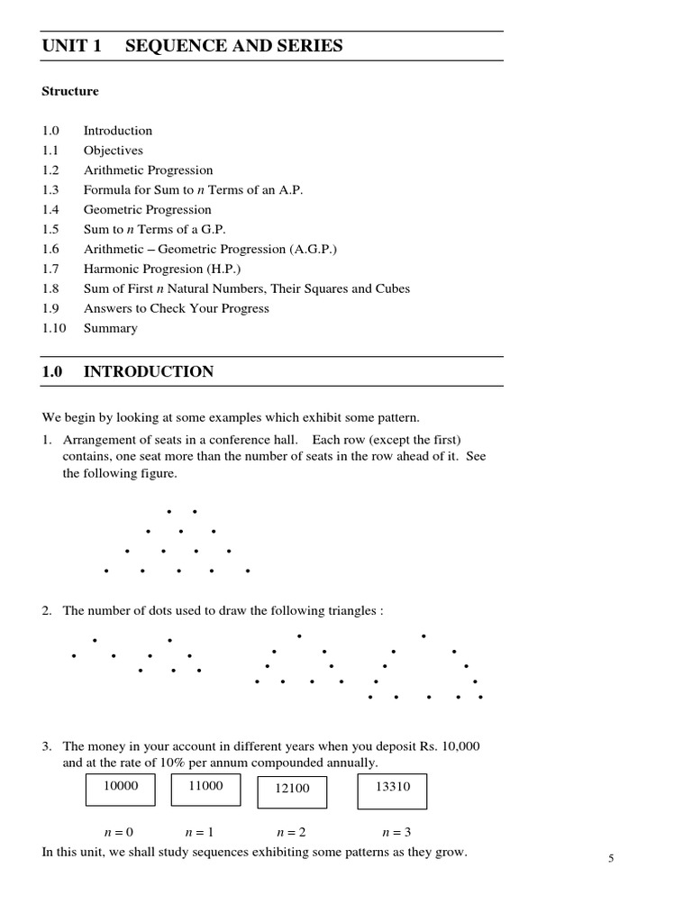 Unit 1 Sequence Final-Bsc-012-Bl2 | PDF | Summation | Equations