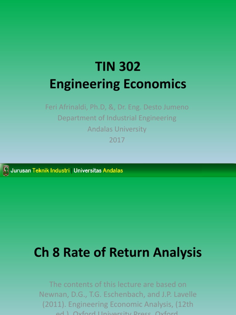 Rate of Return Analysis in Engineering | PDF | Internal Rate Of Return ...
