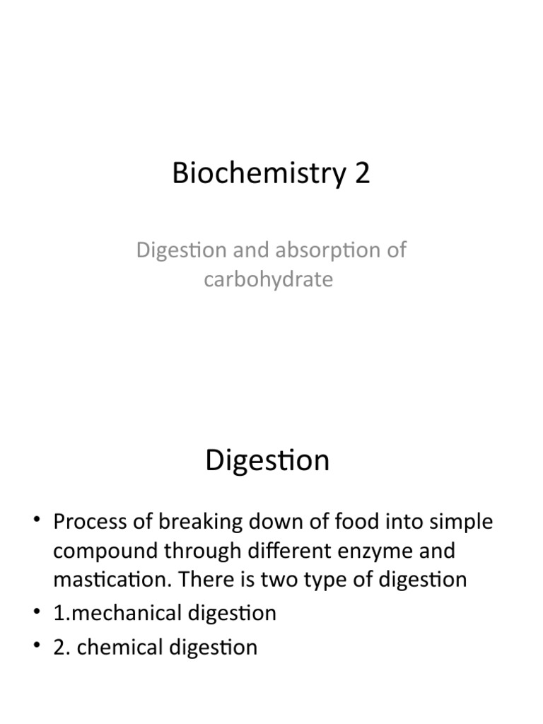 Biochemistry 2: Digestion and Absorption of Carbohydrate | PDF