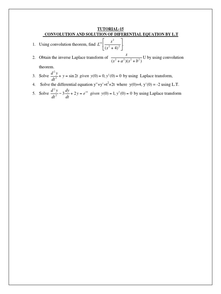 S S L S: Tutorial-15 Convolution and Solution of Diferential Equation ...