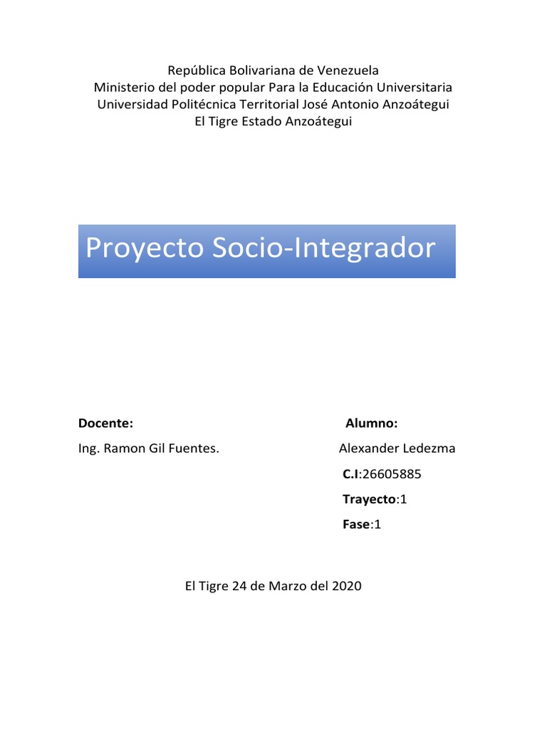 Proyecto Socio Integrador Taryecto1 Fase1 Alexander Ledezma | PDF ...