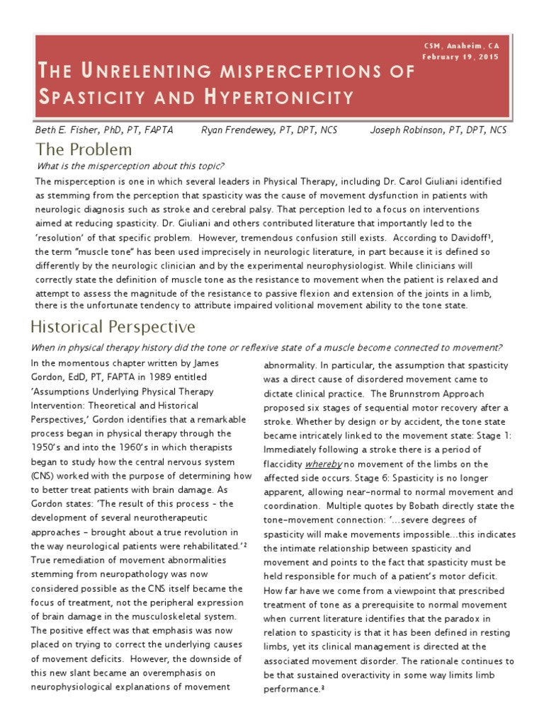 The Unrelenting Misconceptions of Spasticity and Hypertonicity | PDF ...