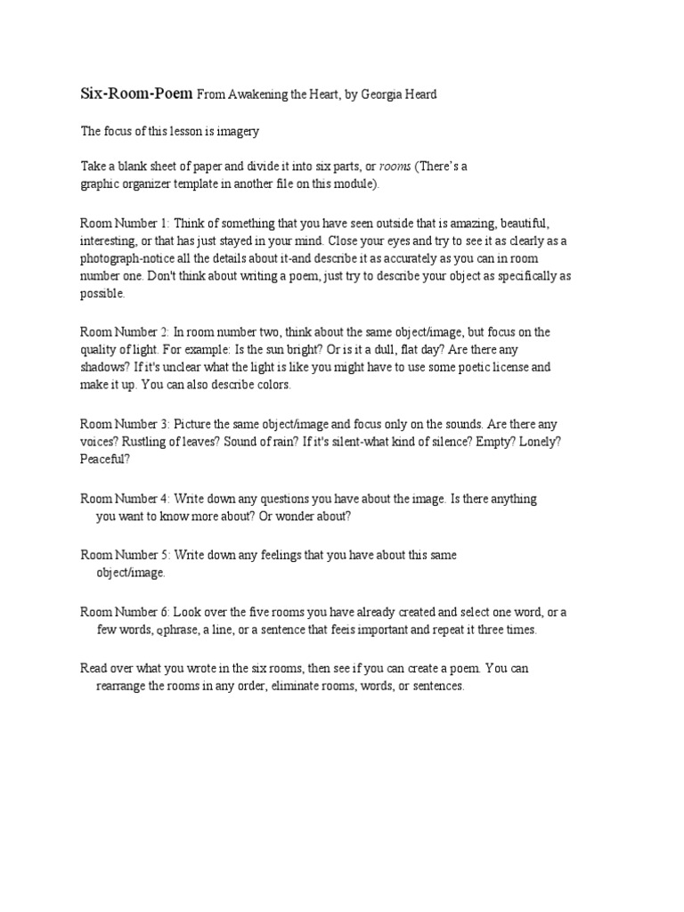 Leblanc Six-Room-Poem-Prompt | PDF