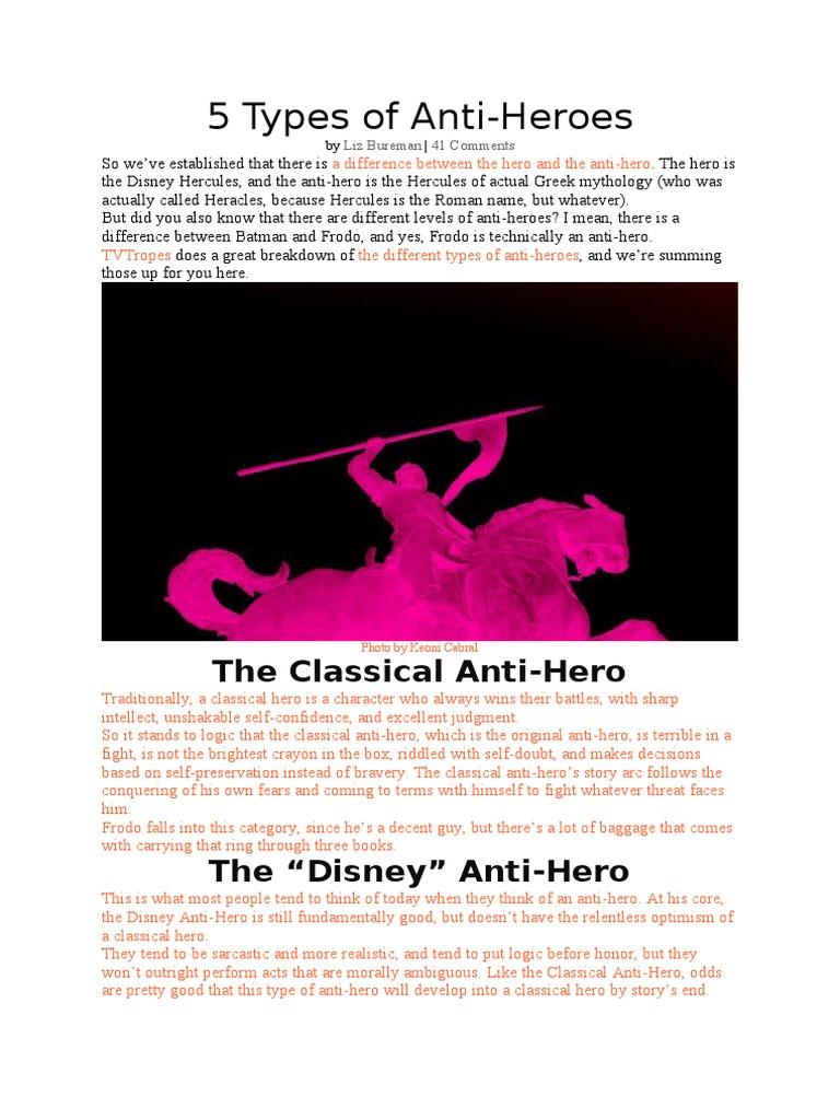 5 Types of Anti-Heroes: The Classical Anti-Hero | PDF | Hero