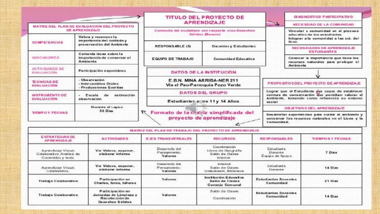 Matriz Simplificada de Proyecto de Aprendizaje | PDF