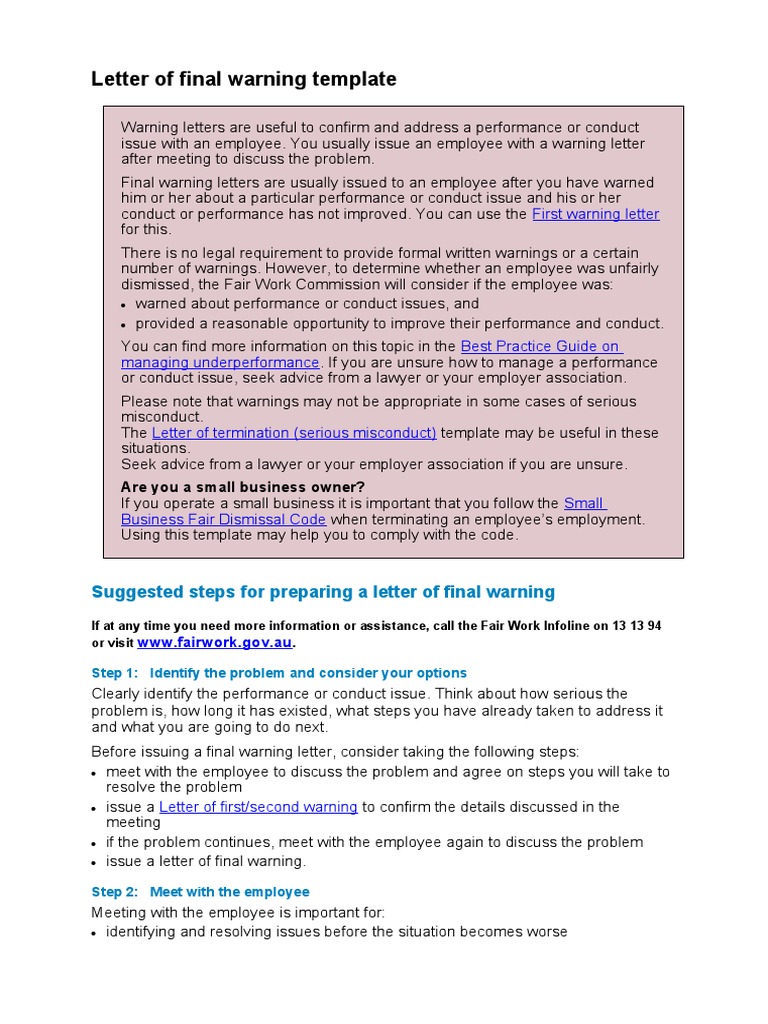 Final Warning Letter Template | PDF | Employment | Virtue
