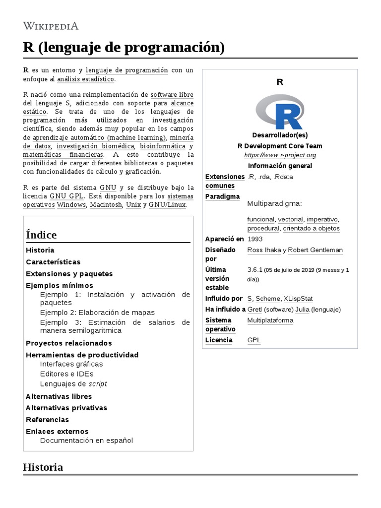 R (Lenguaje de Programación) | PDF | Ingeniería Informática | Informática