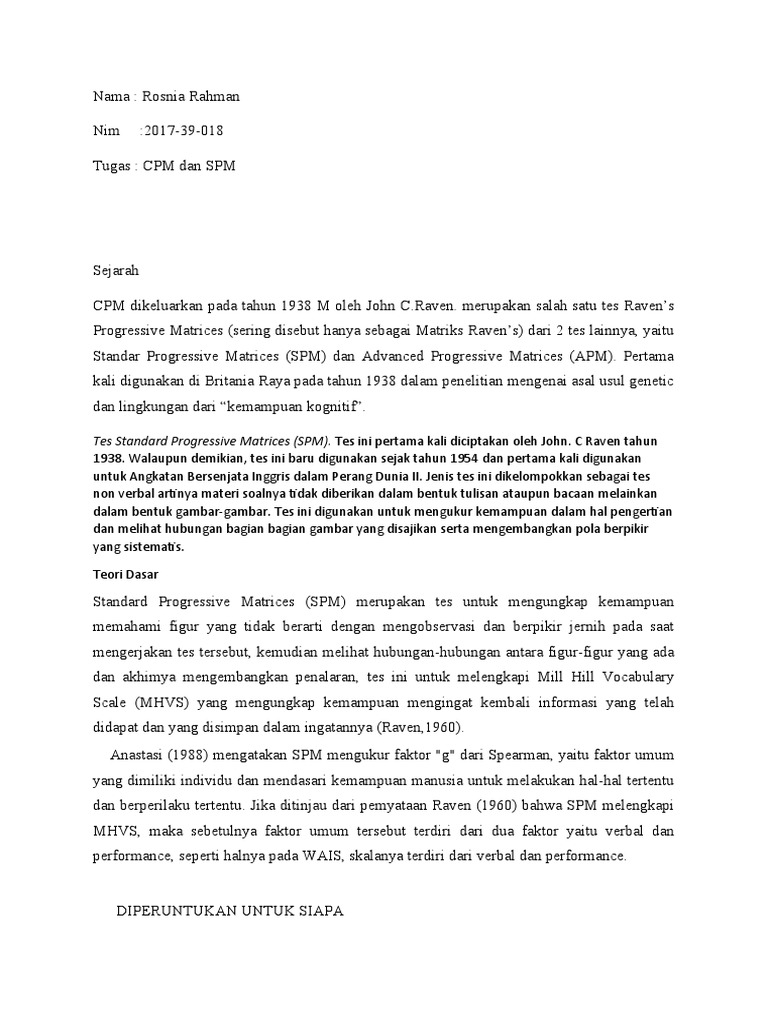 Tes Standard Progressive Matrices (SPM) - Tes Ini Pertama Kali ...