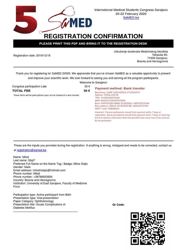 Registration Confirmation: Please Print This PDF and Bring It To The ...