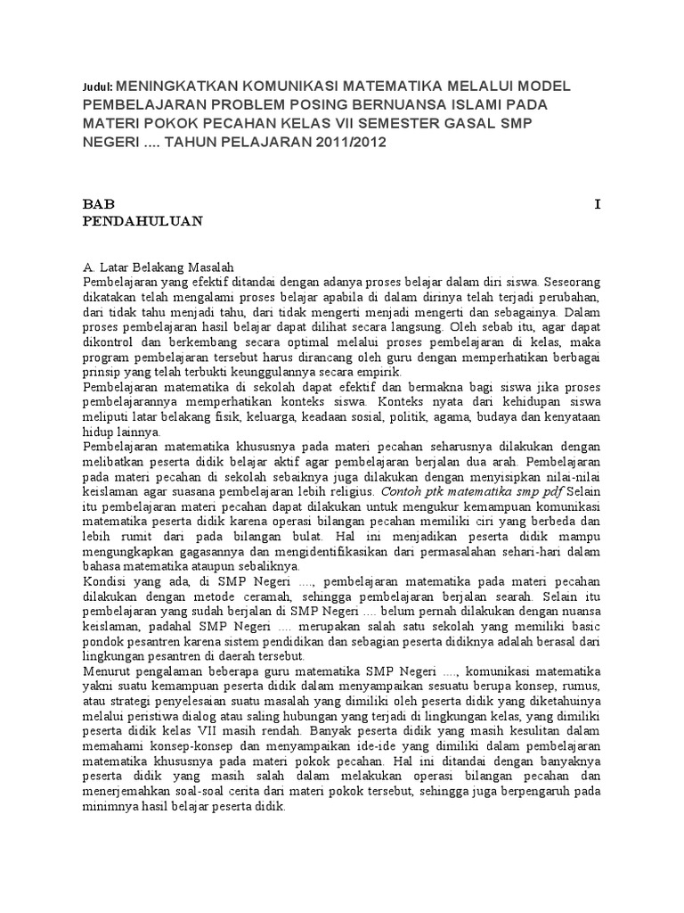 Contoh PTK Untuk Naik Pangkat | PDF