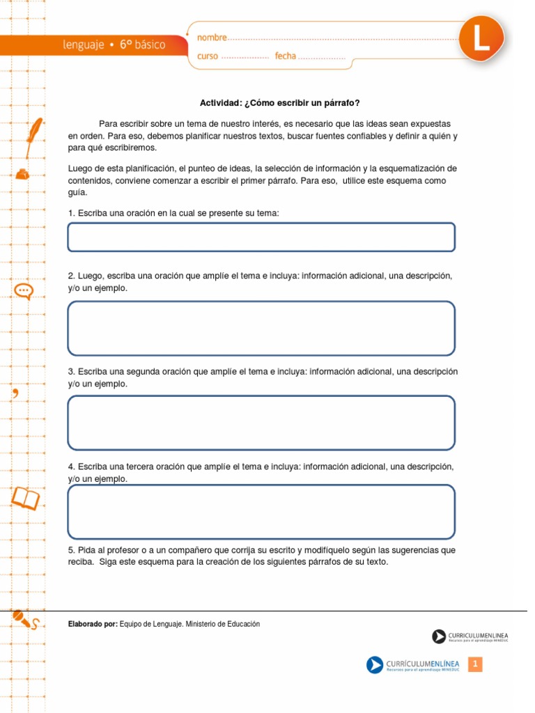 Cómo escribir un párrafo para niños | PDF