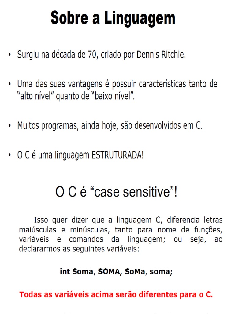 Comandos Básicos Da Linguagem C | PDF | C (linguagem de programação ...