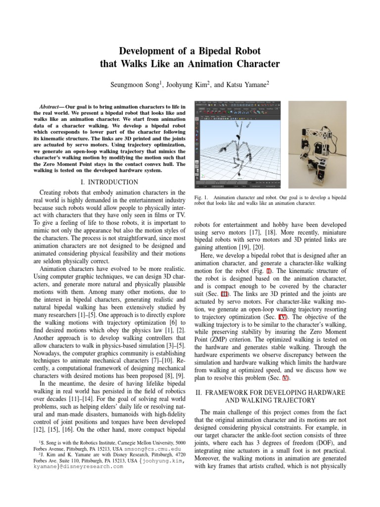 Development of A Bipedal Robot That Walks Like An Animation Character ...