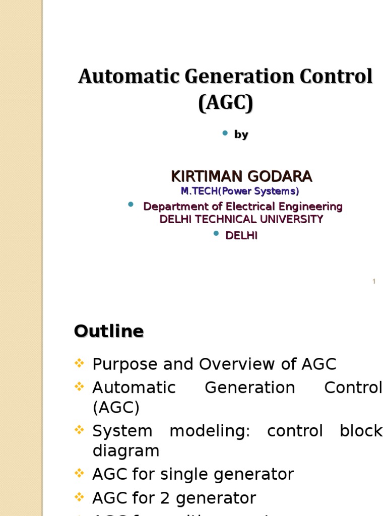Automatic Generation Control (AGC) | PDF | Electric Generator | Power ...