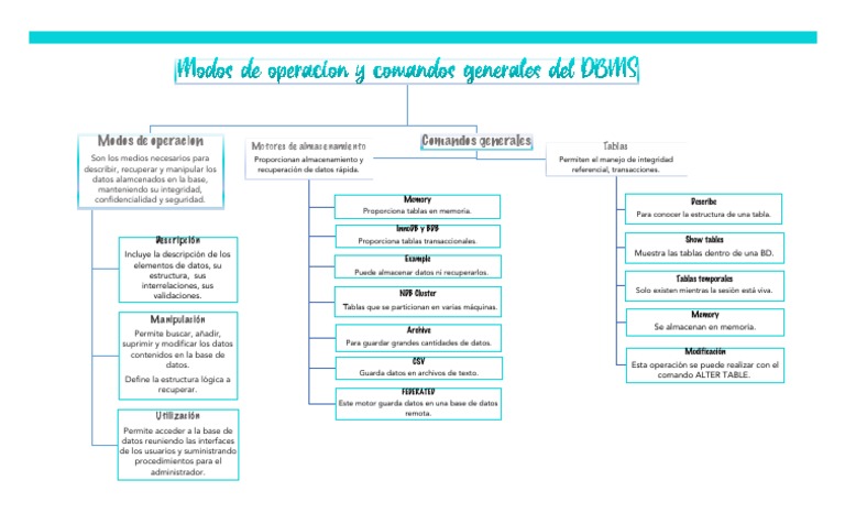 Modos de Operacion y Comandos Generales Del DBMS | PDF | Gestión de datos | Software