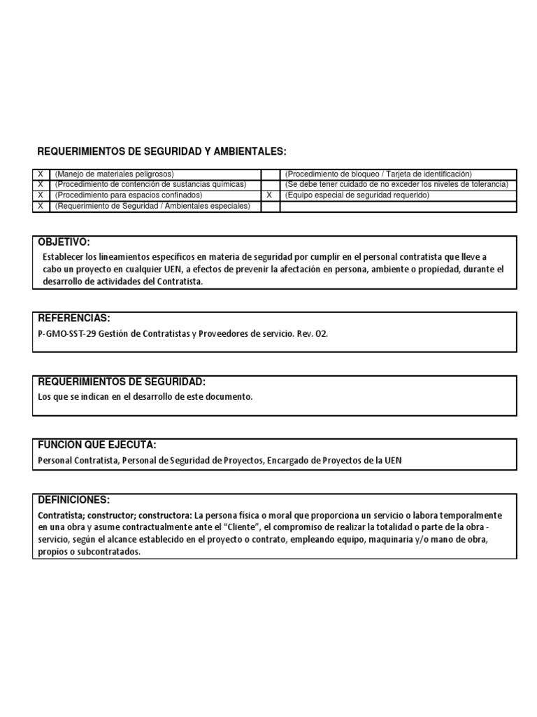 Requerimientos Contratistas | PDF | Contratista general | Naturaleza