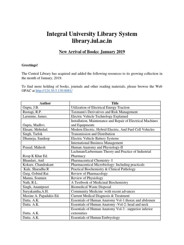 Integral University Library System Library - Iul.ac - In: New Arrival ...