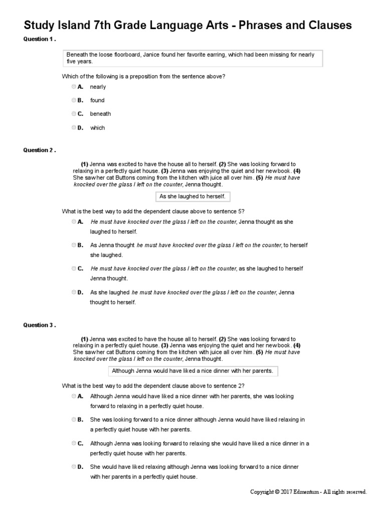 7th Ela Distance Learning Pages | PDF | Alice (Alice's Adventures In ...