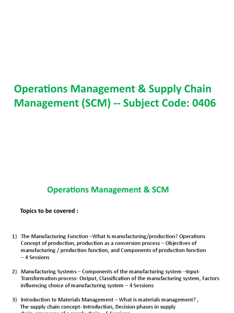 Om & SCM Mba Aims | PDF | Operations Management | Inventory