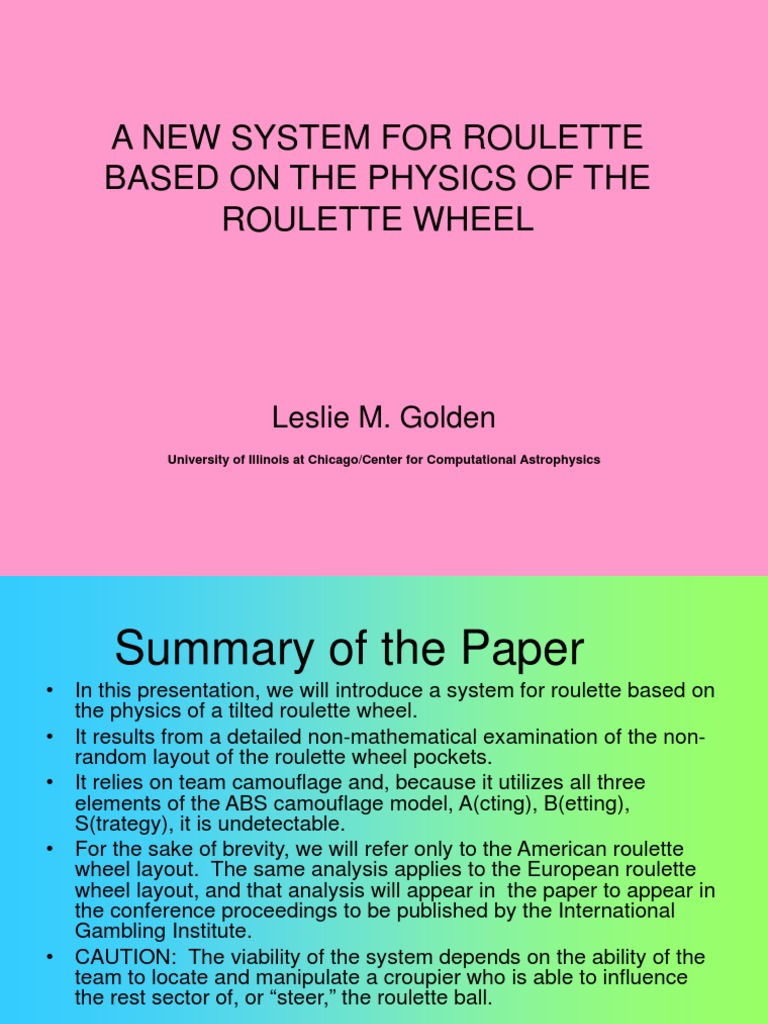 A New System For Roulette Based On The Physics of The Roulette WH | PDF ...