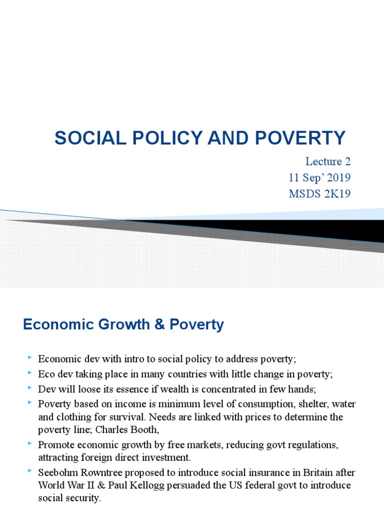 Social Policy and Poverty: 11 Sep' 2019 MSDS 2K19 | PDF | Welfare ...