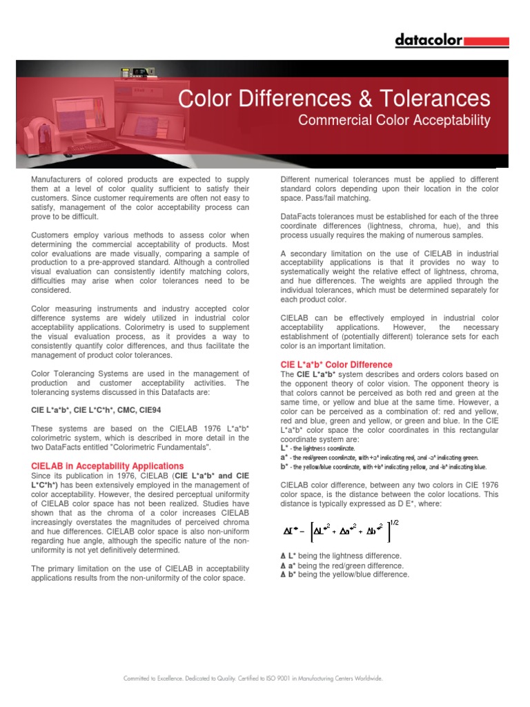 Color Differences & Tolerances | PDF | Hue | Image Processing