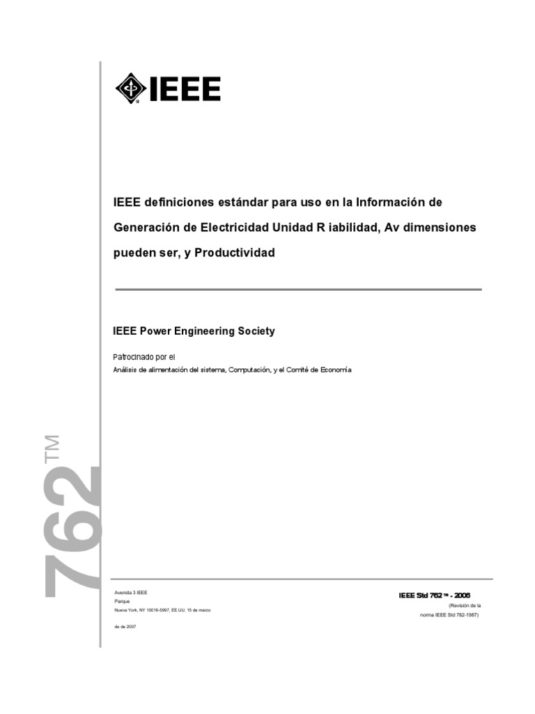 IEEE 762 - DISPONIBILIDAD, PRODUCTIVIDAD, ETC - En.es | PDF | Instituto ...